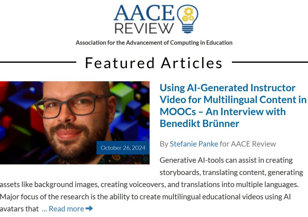 Interview with AACE Review on genAI Videos | education.garden